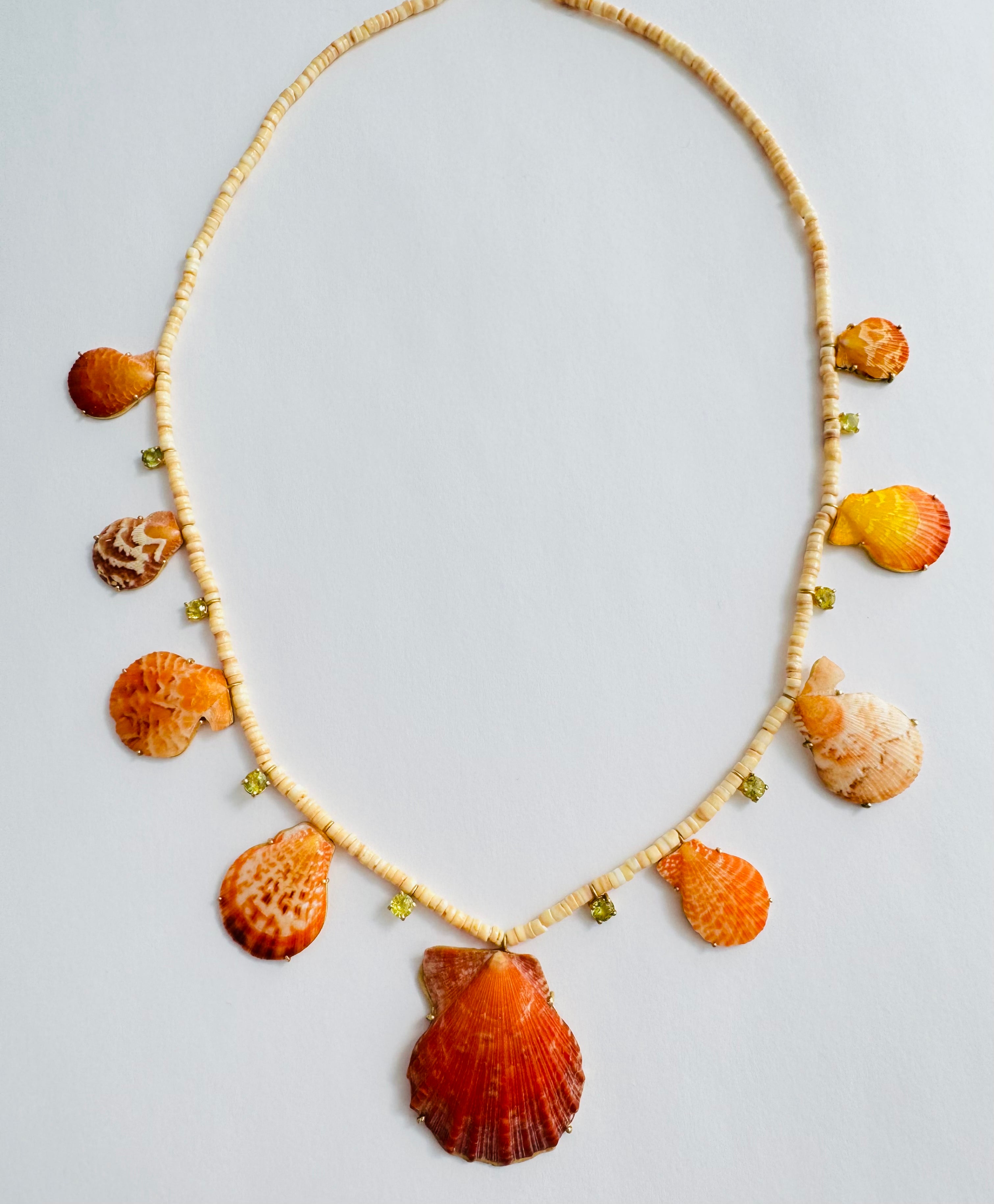 Orange Shells with Sphene on Shell Beads – Marisa Klass