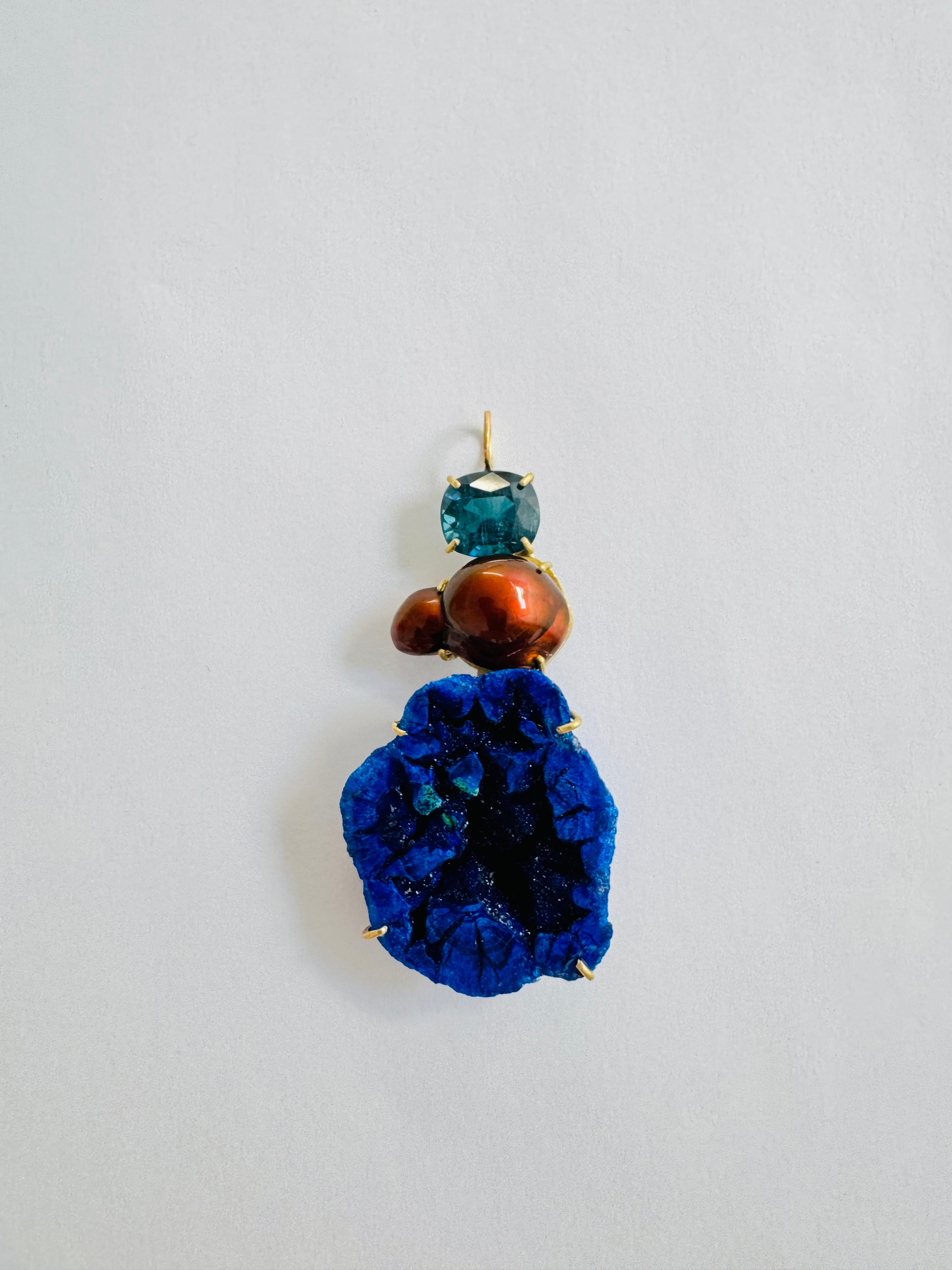 Tourmaline, Fire Opal and Azurite Geode Pendant – Marisa Klass